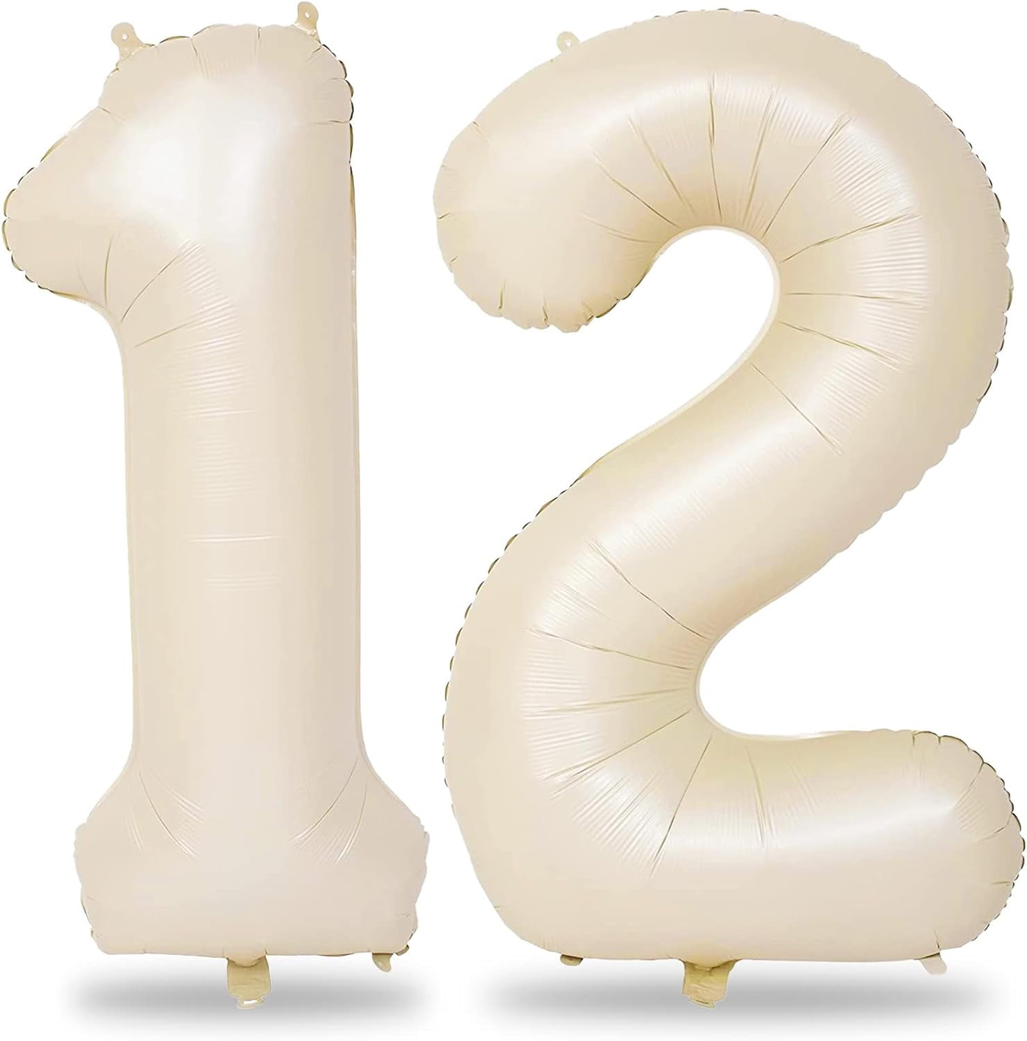 40 Inch Beige Number 12 Foil Balloons, Self-Inflating Decor for 12th ...