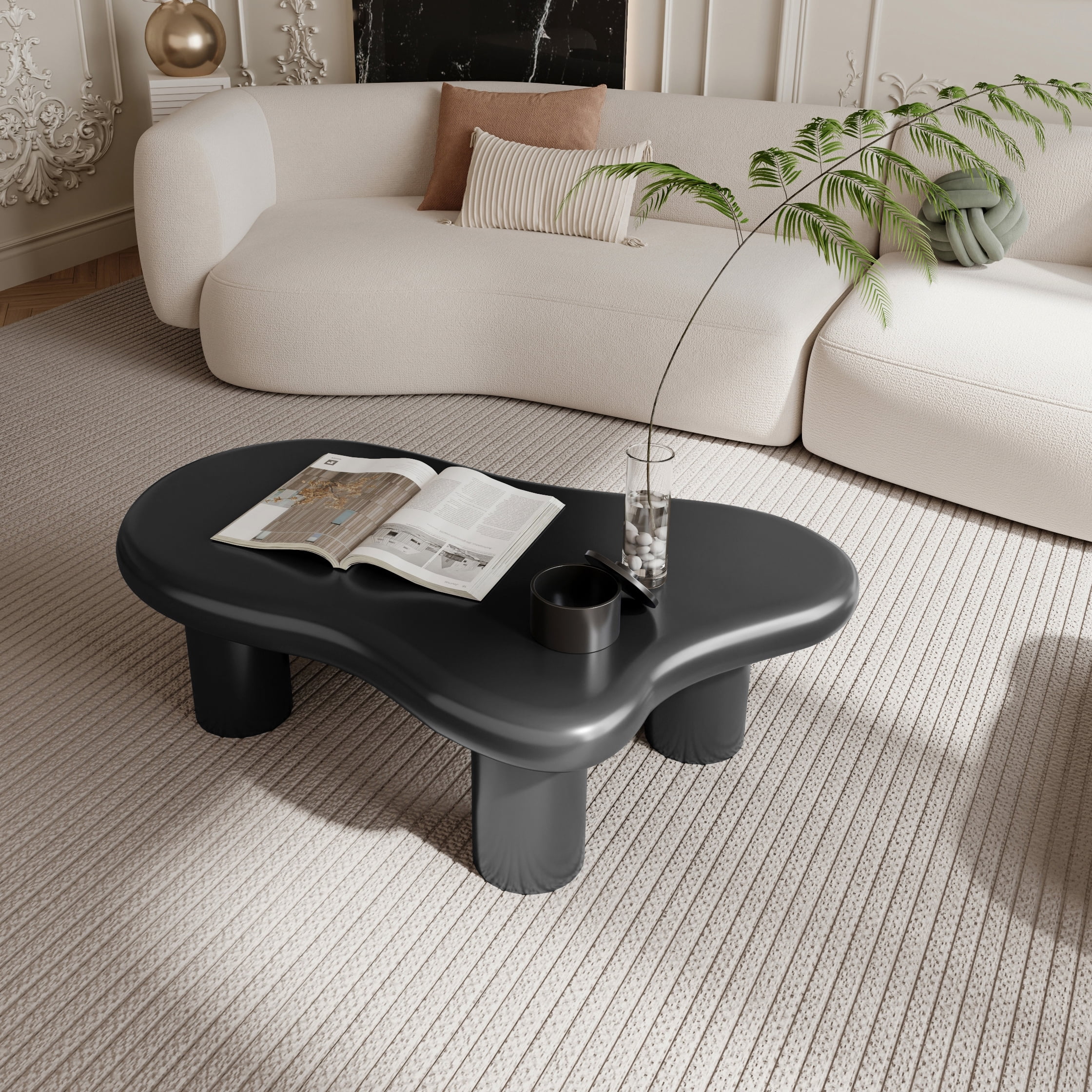 40 Inch Black Cloud Shaped Modern Coffee Table - Contemporary Living ...