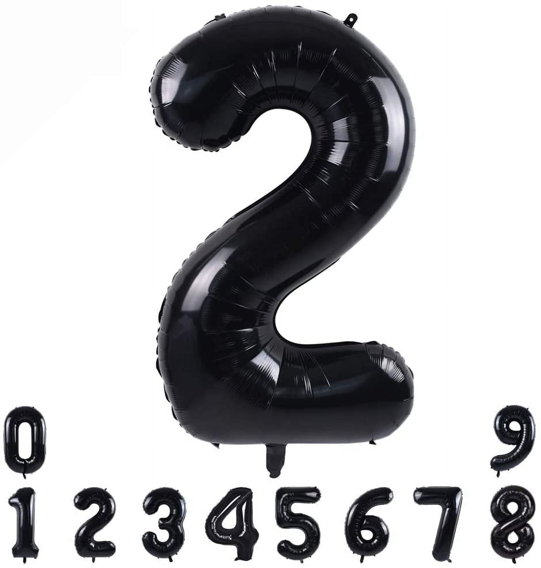 40 Inch Black Large Numbers Balloons0-9,Number 2 Digit Helium Balloons,Foil Mylar Big Number ...