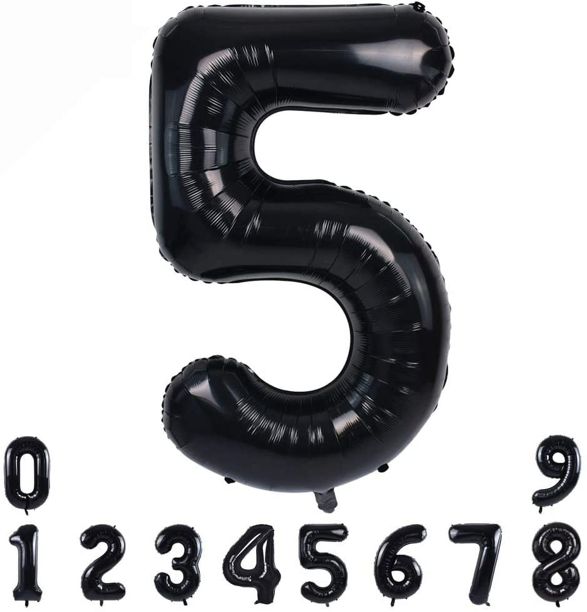 40 Inch Black Large Numbers Balloons0-9,Number 5 Digit Helium Balloons ...