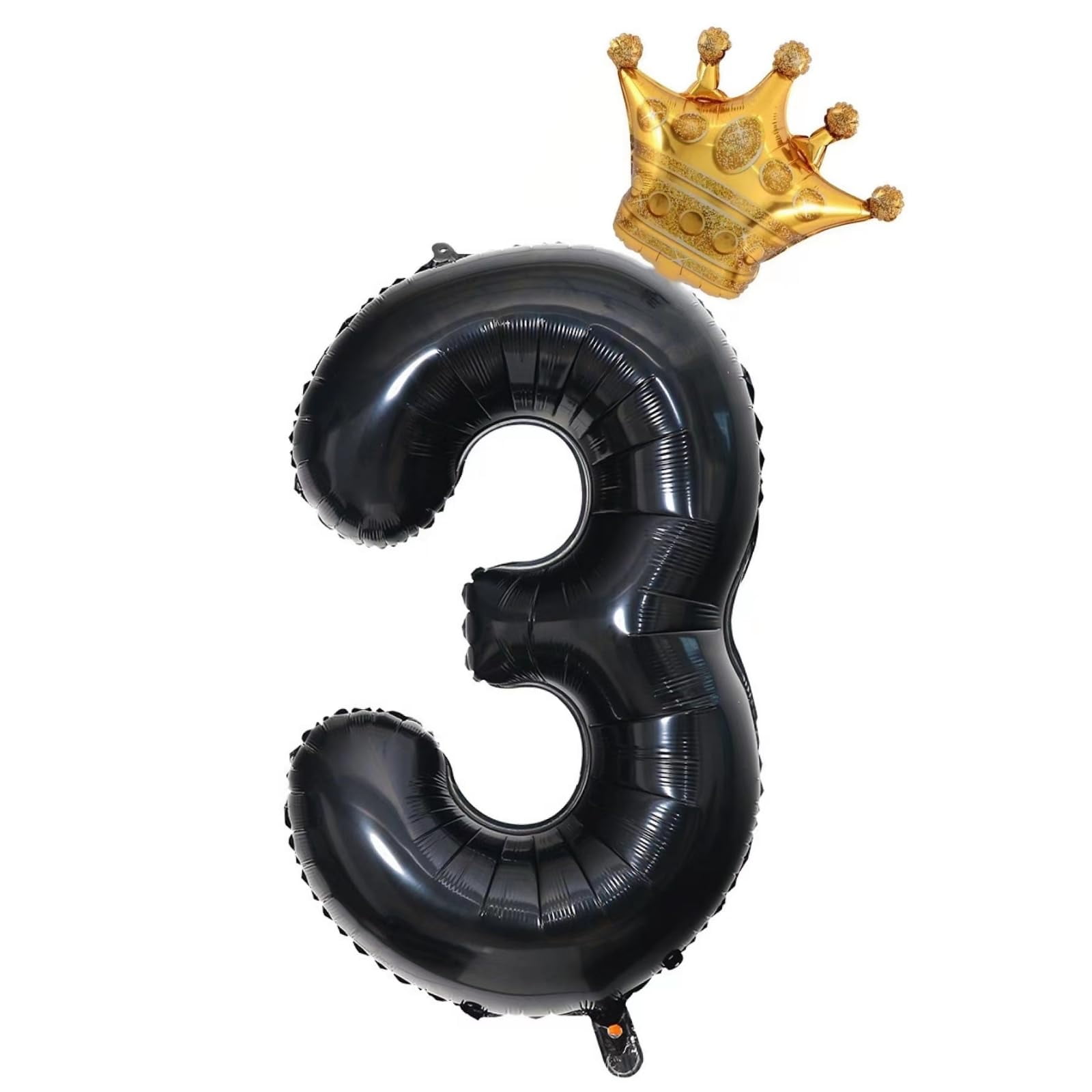 40 Inch Black Number 3 Crown MTN1 Balloons Set,3rd Birthday Balloons ...