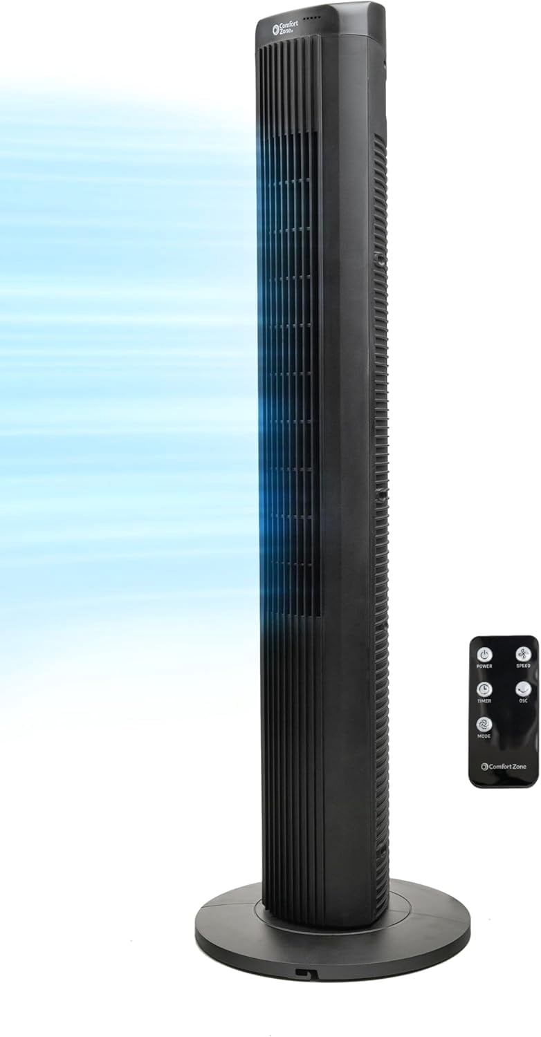 40-Inch Bladeless Tower Fan for Bedroom, 3 Speeds & 4 Modes ...