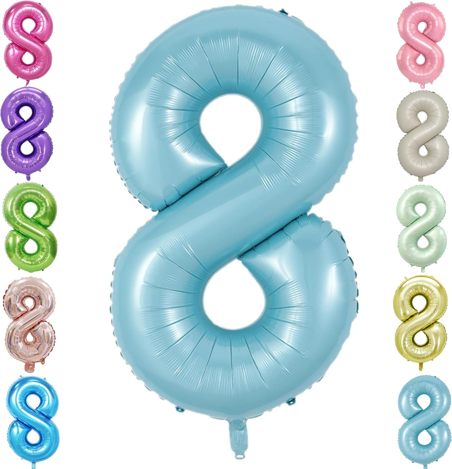 40 Inch Blue 8 Balloon Number 8th Birthday Party Decorations for Women ...