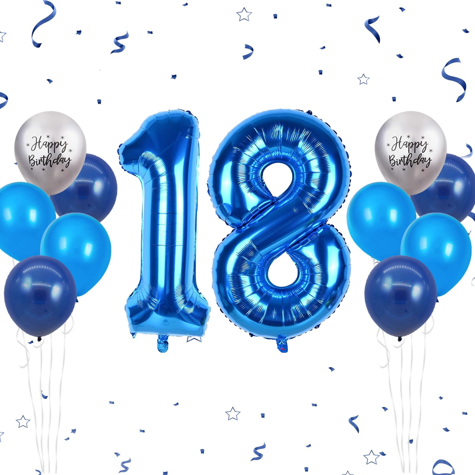 40 Inch Blue FEV6 Number 18 18th Birthday Silver Birthday Print ...