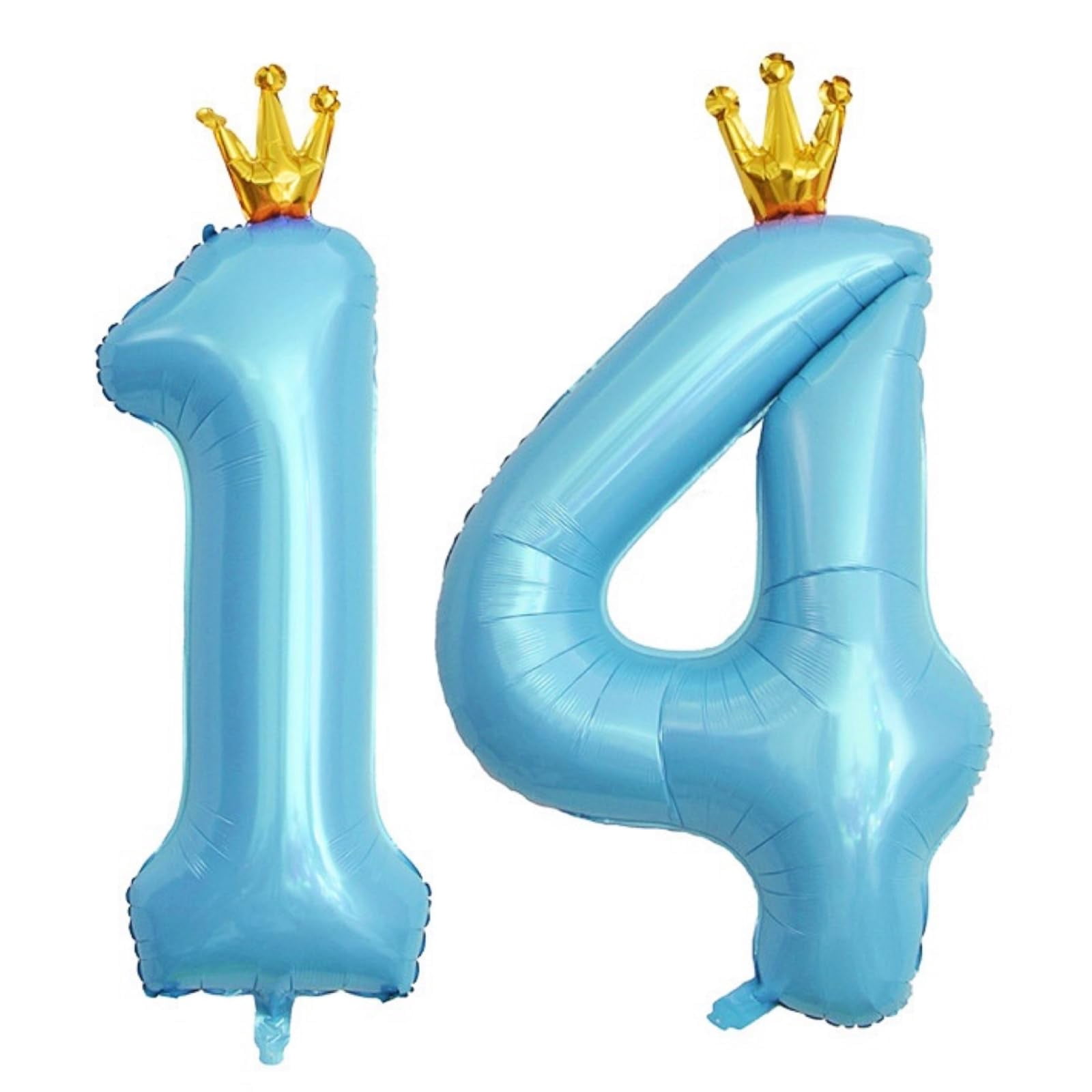 40 Inch Blue Number 14 Balloon With Crown, Large Foil Helium Number 14 ...