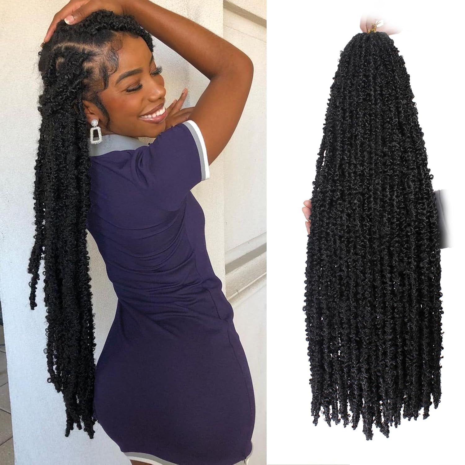 40 Inch Butterfly Locs Crochet Hair 6Packs Long Distressed Butterfly ...