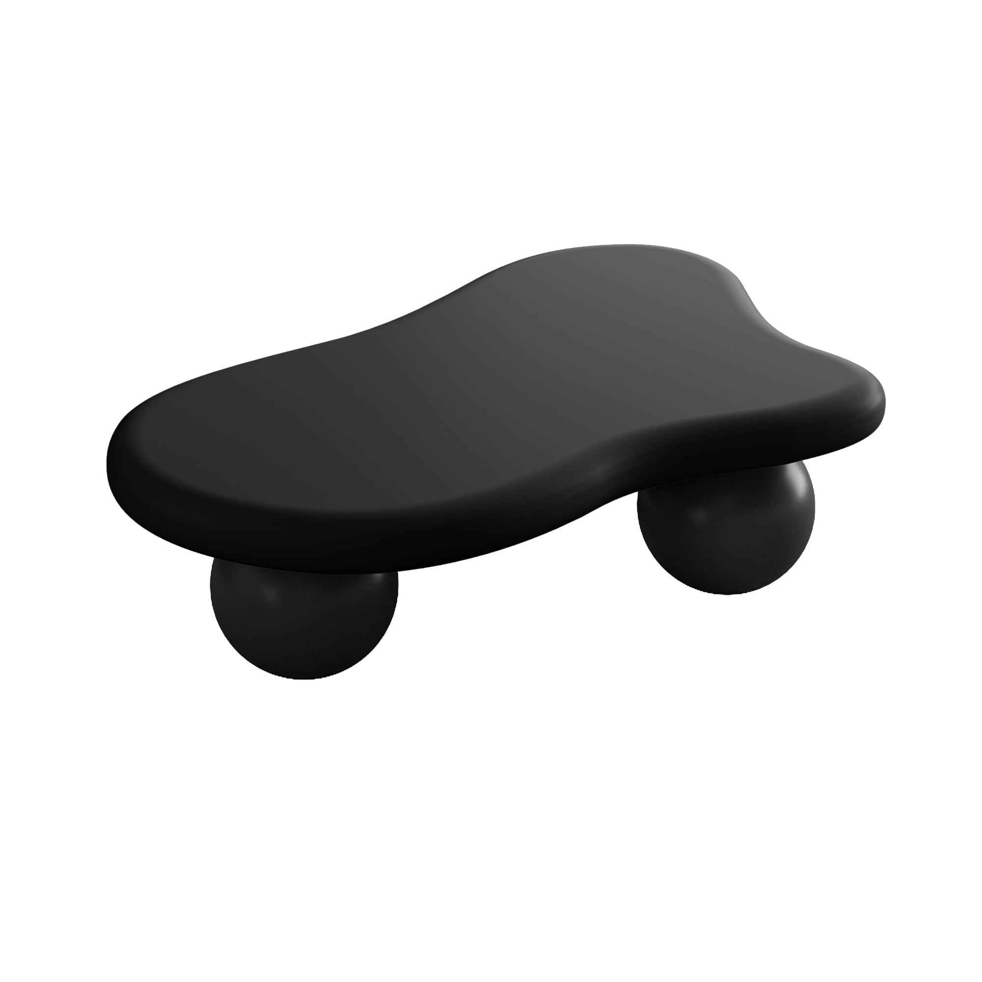 40 Inch Cloud Shaped Coffee Table in Cream Black with 3 Ball Legs for ...