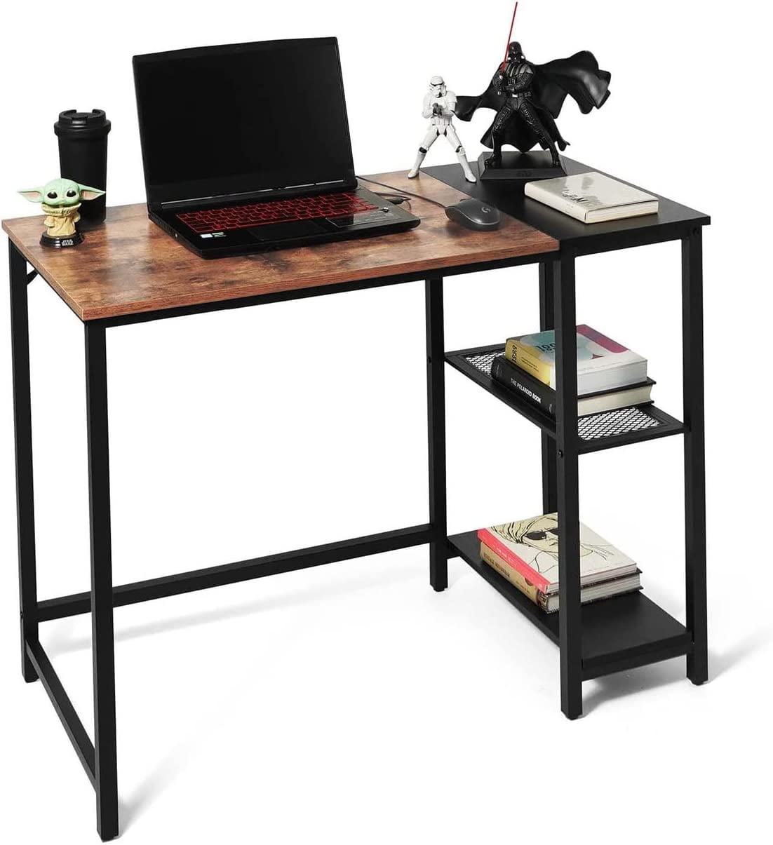 40 Inch Computer Desk with 2-Tier Shelves & 220lbs Capacity - Modern ...