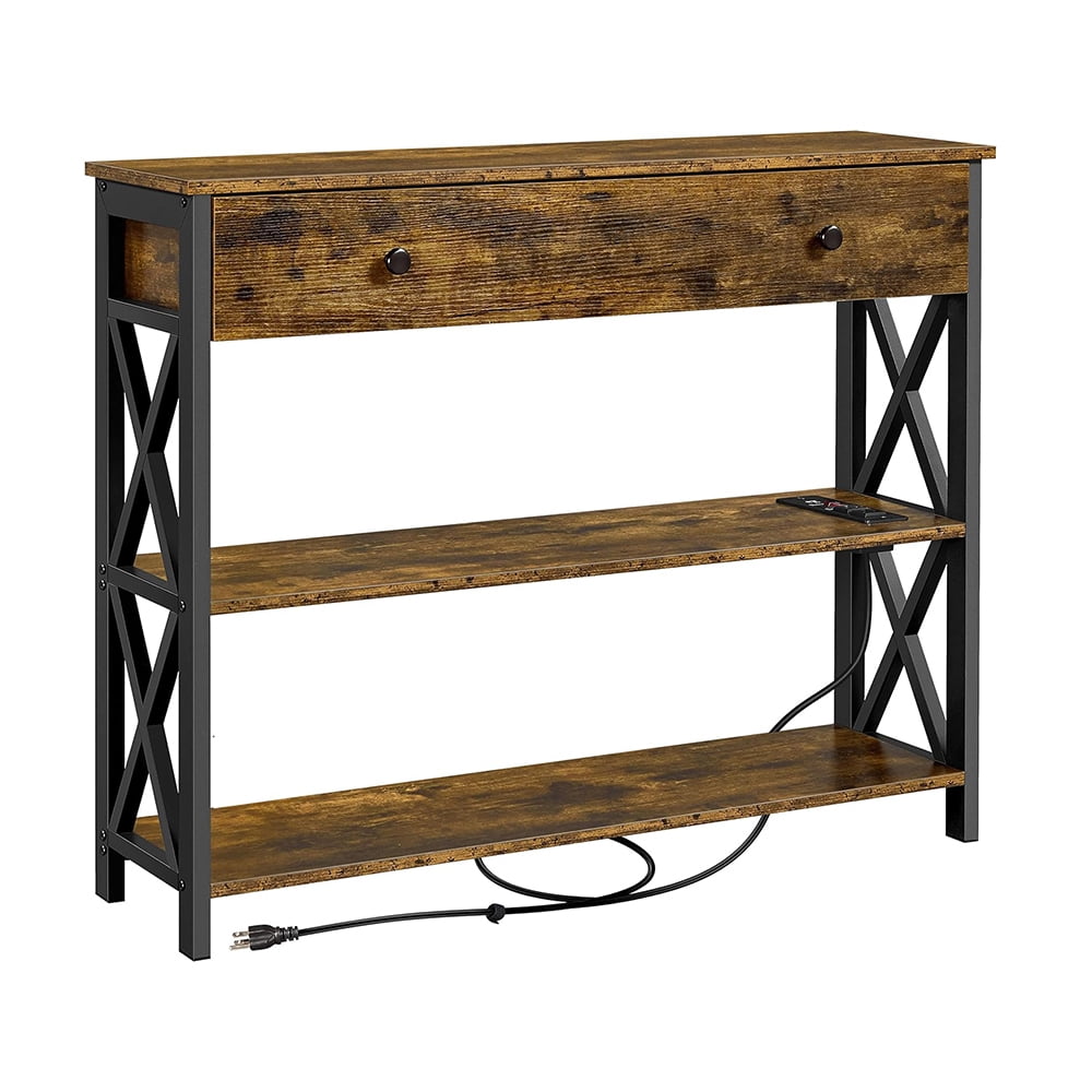 40 Inch Console Table with 2 Outlets and 2 USB Ports, Extra Long ...