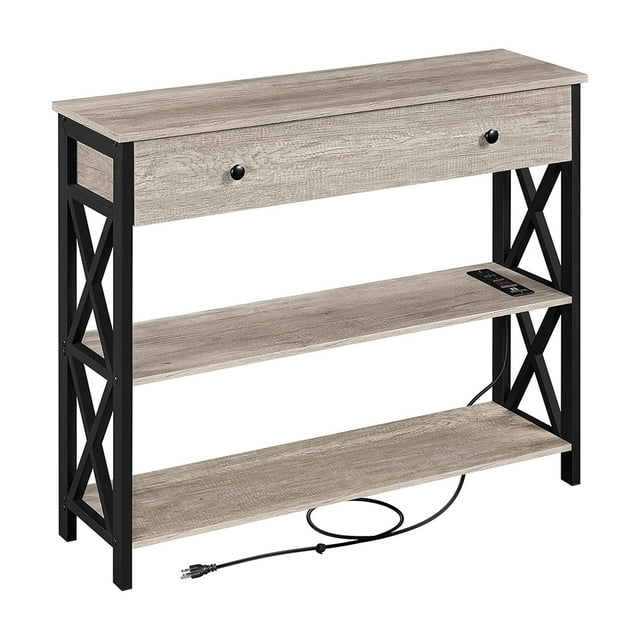 40 Inch Console Table with 2 Outlets and 2 USB Ports, Extra Long ...