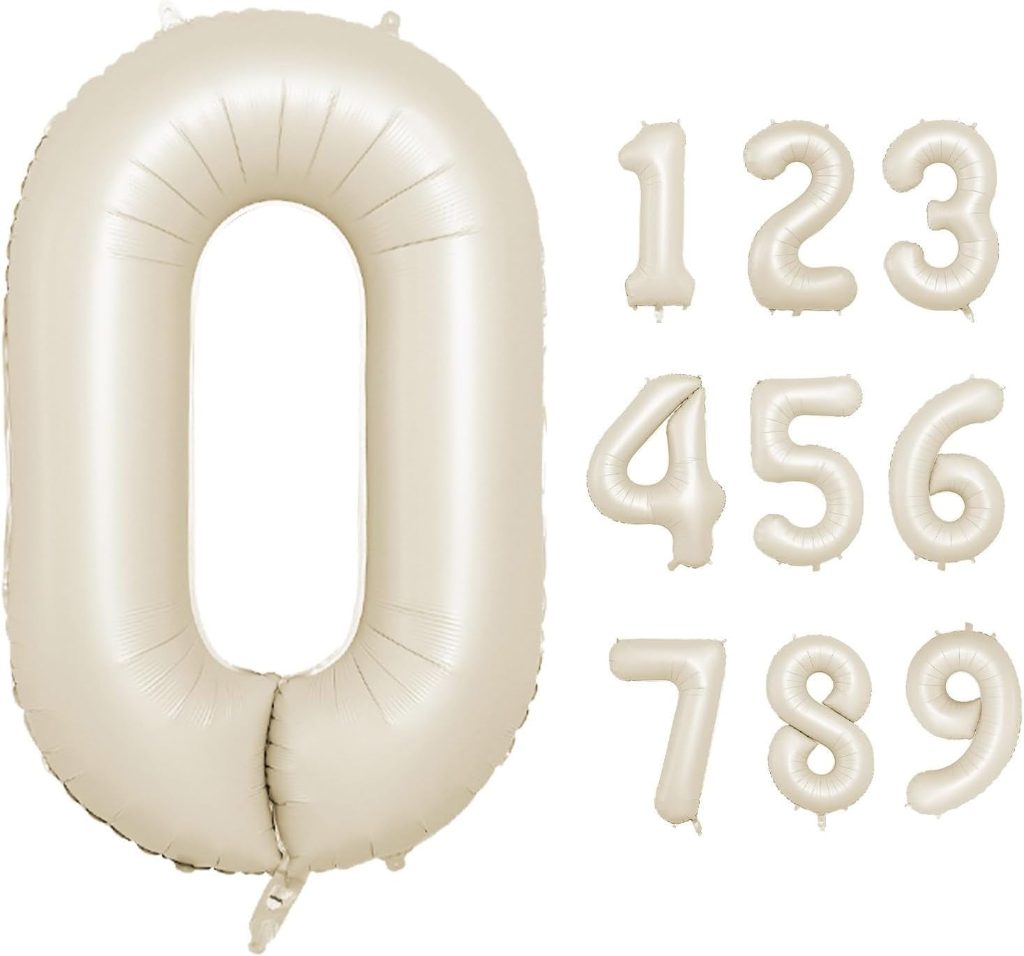 40 Inch Cream Number 0 Balloon, Beige Large 0-9 Birthday Balloons ...