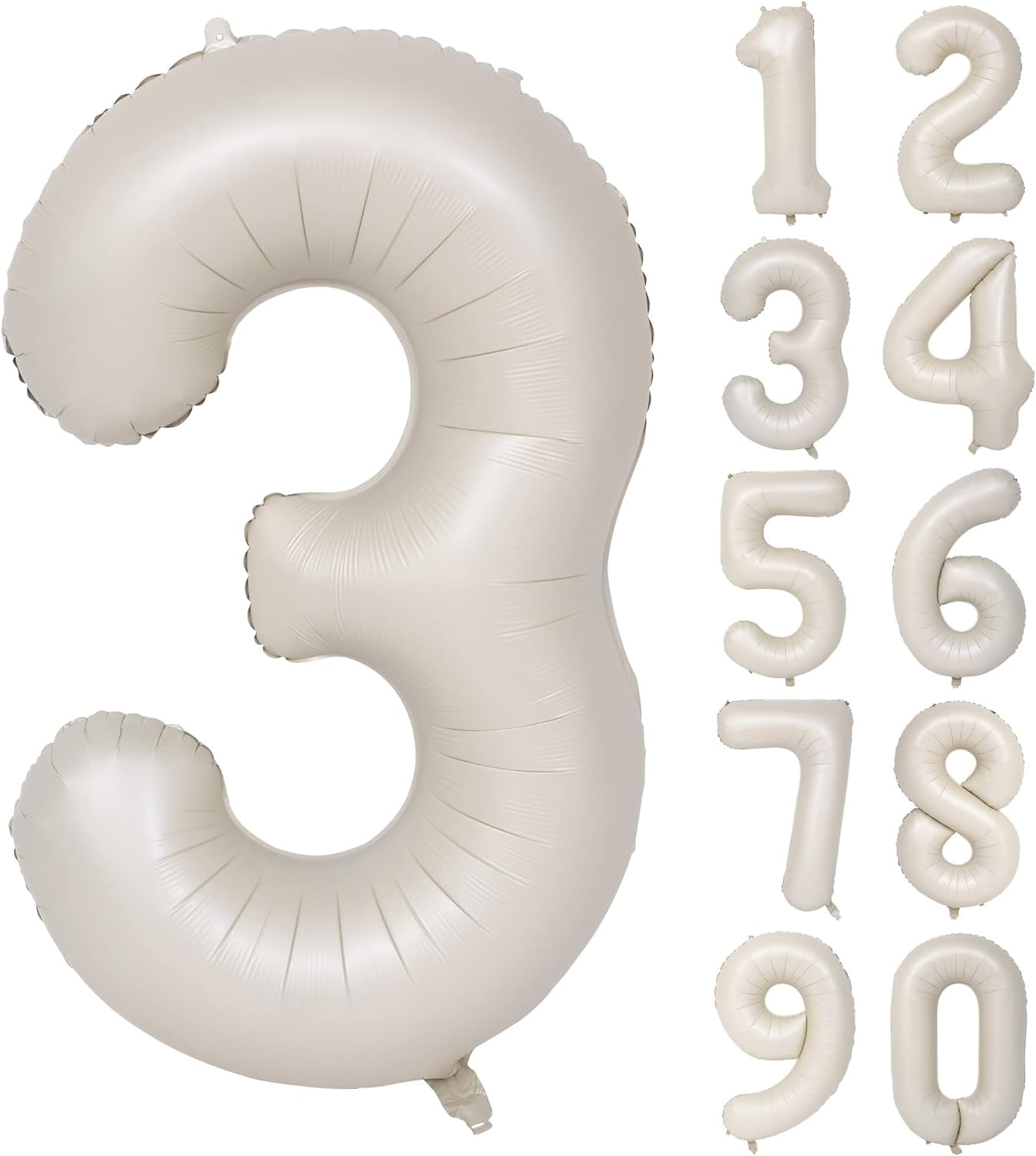 40-Inch Cream White Number Balloons – Foil Mylar Balloon for Banquets ...