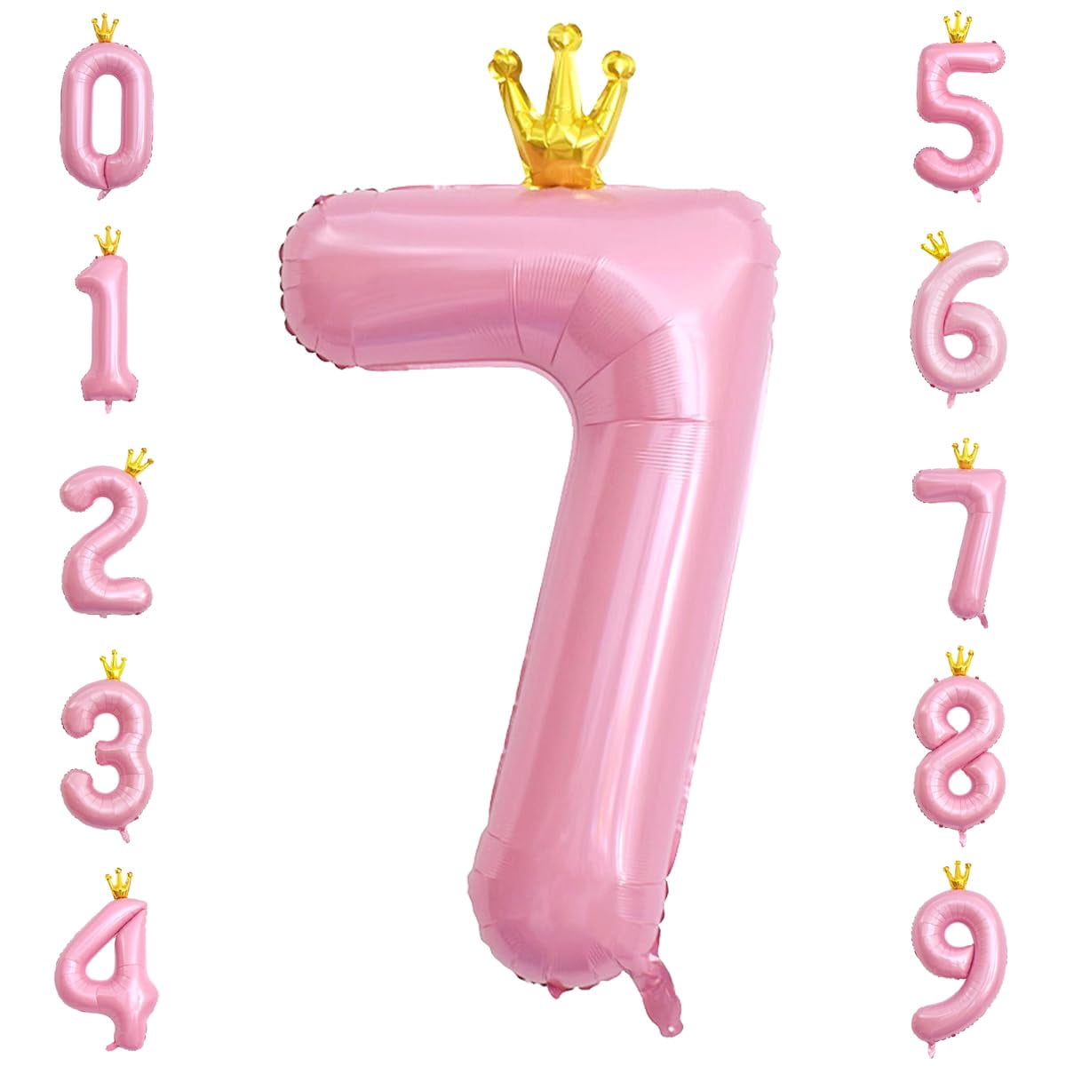 40 Inch Crown Pink IFF17 Number 7 Balloon, Big Conjoined Baby Foil ...