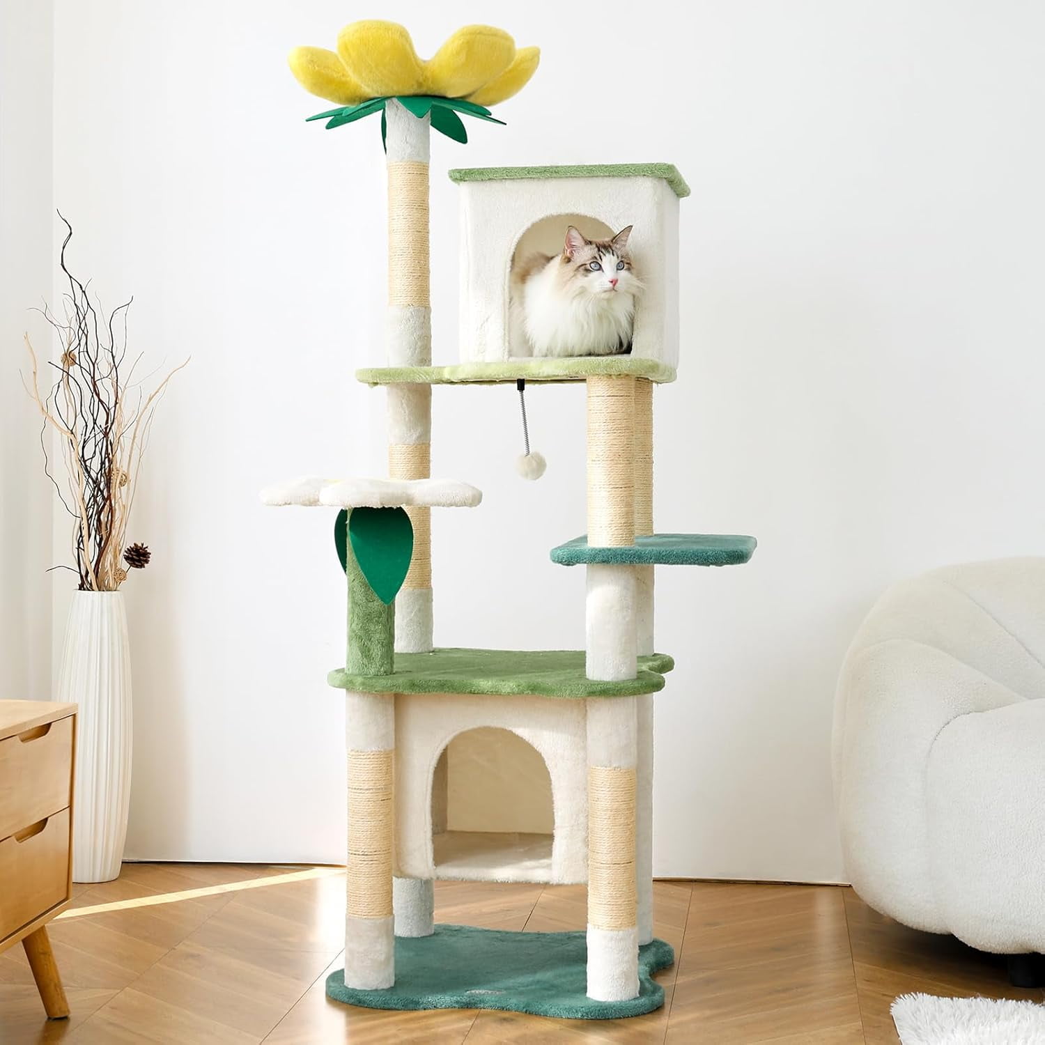 40-Inch Cute Avocado Flower Small Garden Cat Tree Tower Condo Furniture ...