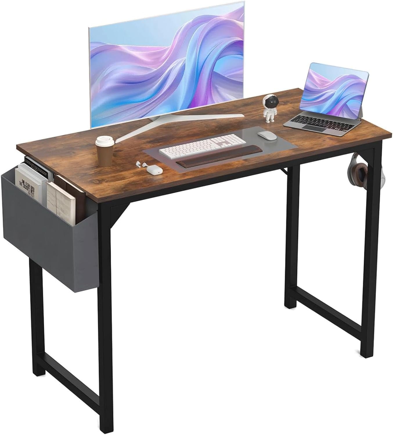 40 Inch Desk Office with Storage, Modern Simple Style Gaming Computer ...