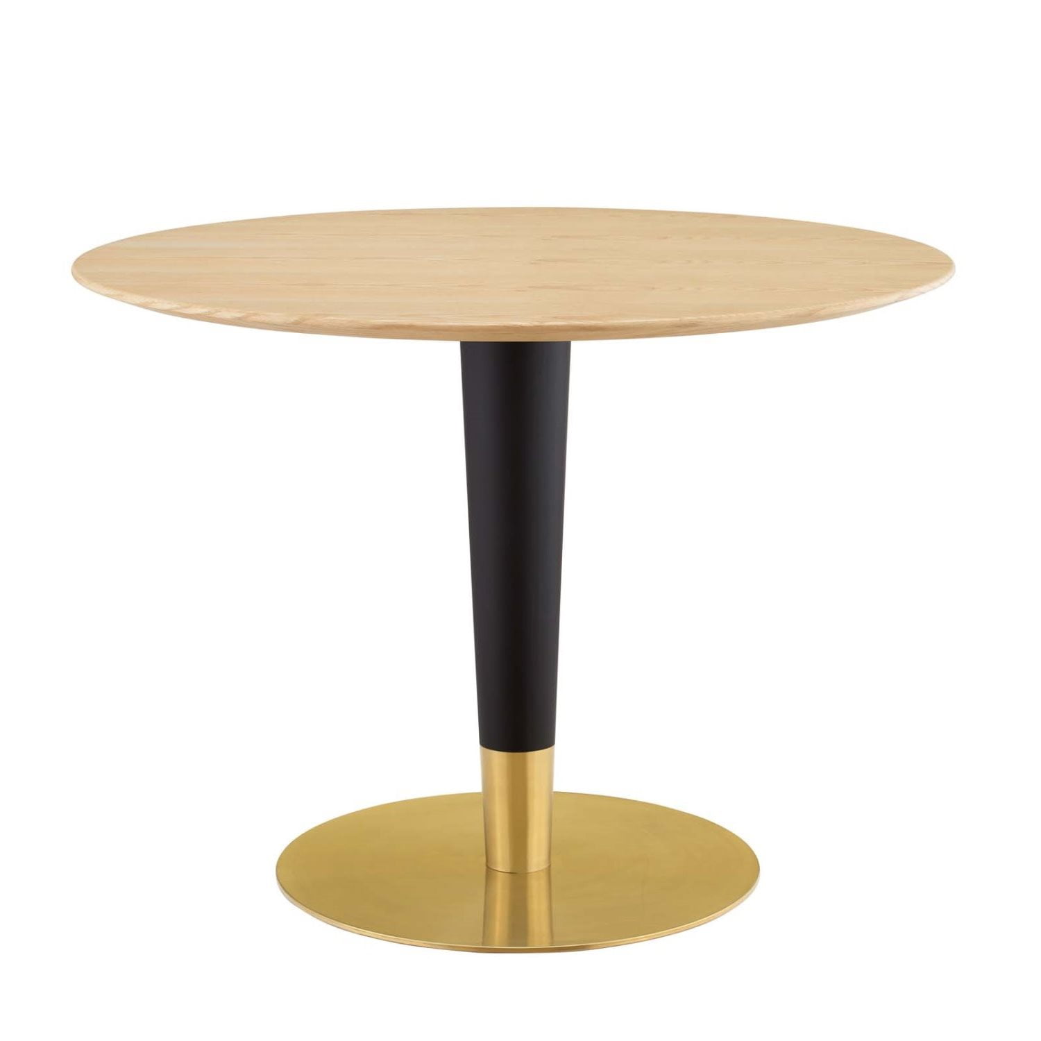 40 Inch Dining Table, Gold Natural, Stainless Metal, Mid Century ...