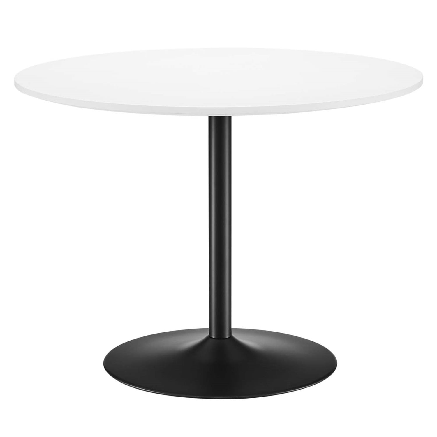 40 Inch Dining Table, White Black, Wood, Metal, Mid Century Kitchen ...