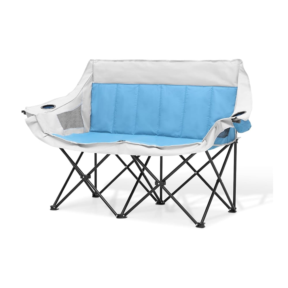 40-Inch Folding Double Camping Loveseat Heavy-Duty Portable Collapsible ...