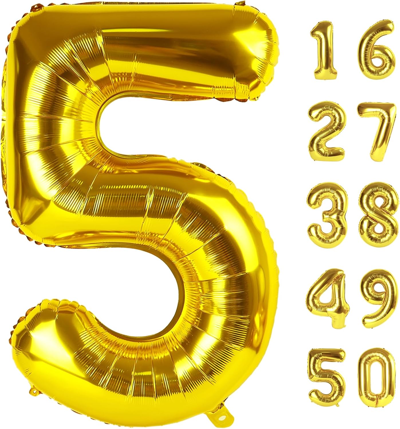 40 Inch Gold Balloon Number 5 Balloon Jumbo Mylar Foil Helium Balloon ...