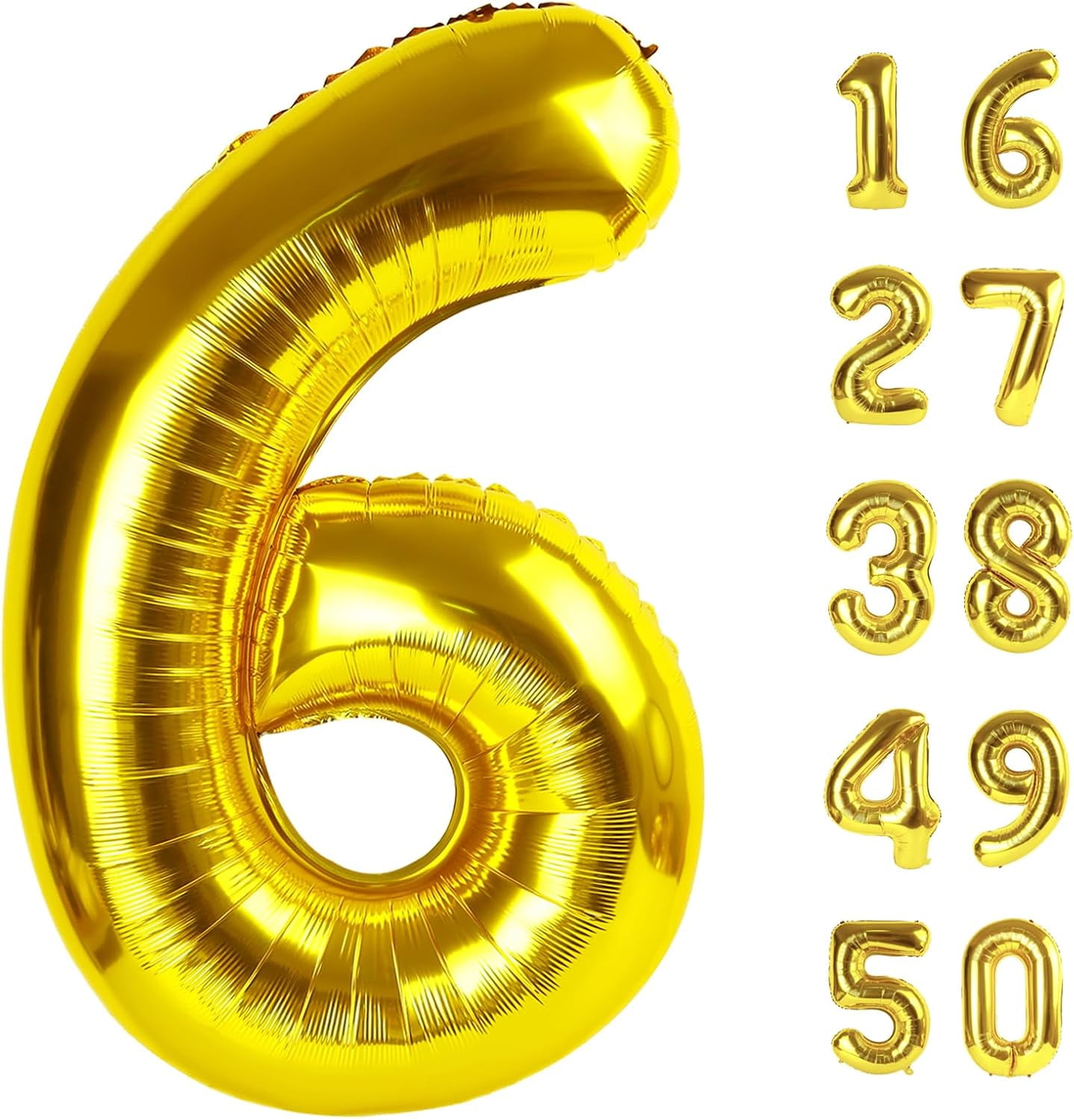 40 Inch Gold Balloon Number 6 Balloon,6 Foil Mylar Helium Large Digital ...
