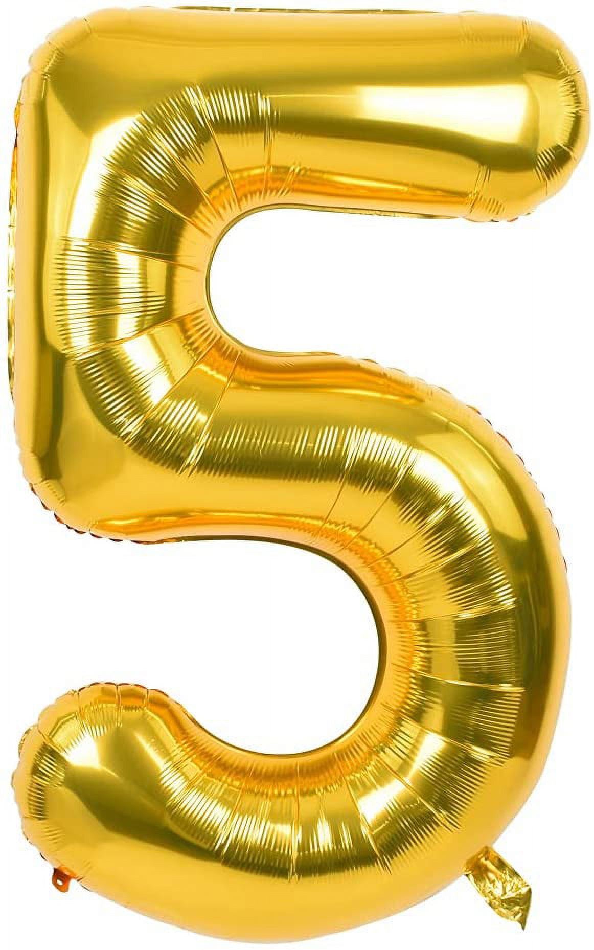 40 Inch Gold Large Numbers Balloons0-9,Number 5 Digit Helium Balloons,Foil Mylar Big Number ...