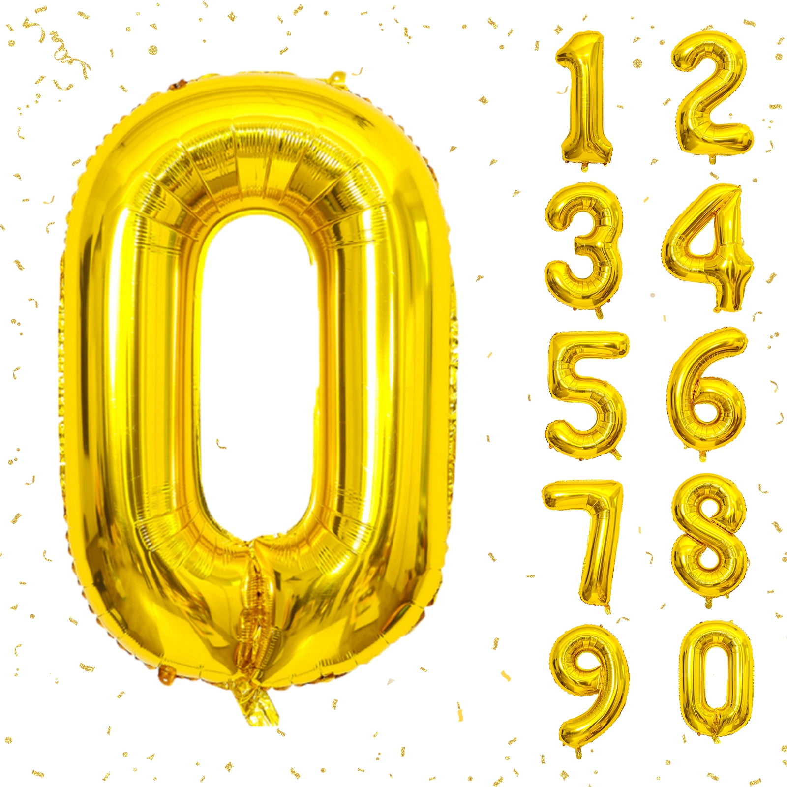 40 Inch Gold Number Balloons, Helium Mylar Foil Number Balloons for ...