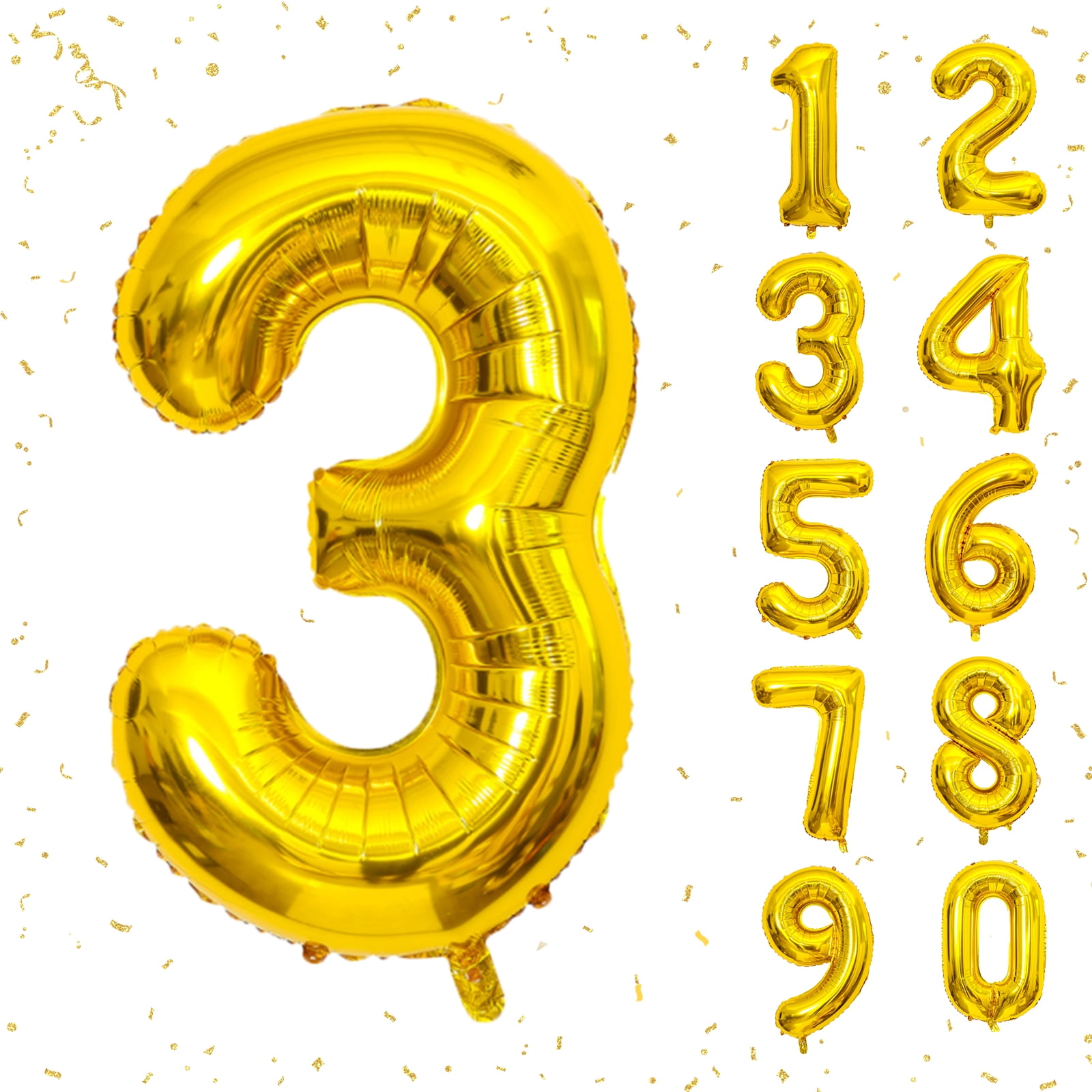 40 Inch Gold Number Balloons, Helium Mylar Foil Number Balloons for ...
