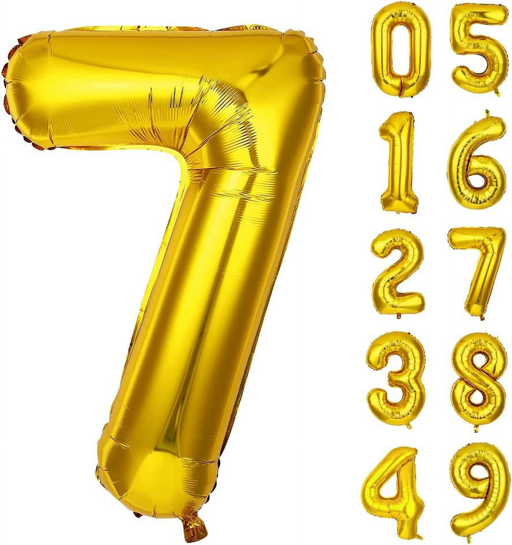 40 Inch Gold Number Balloons, Large Digital 7 Balloon, Foil Mylar ...