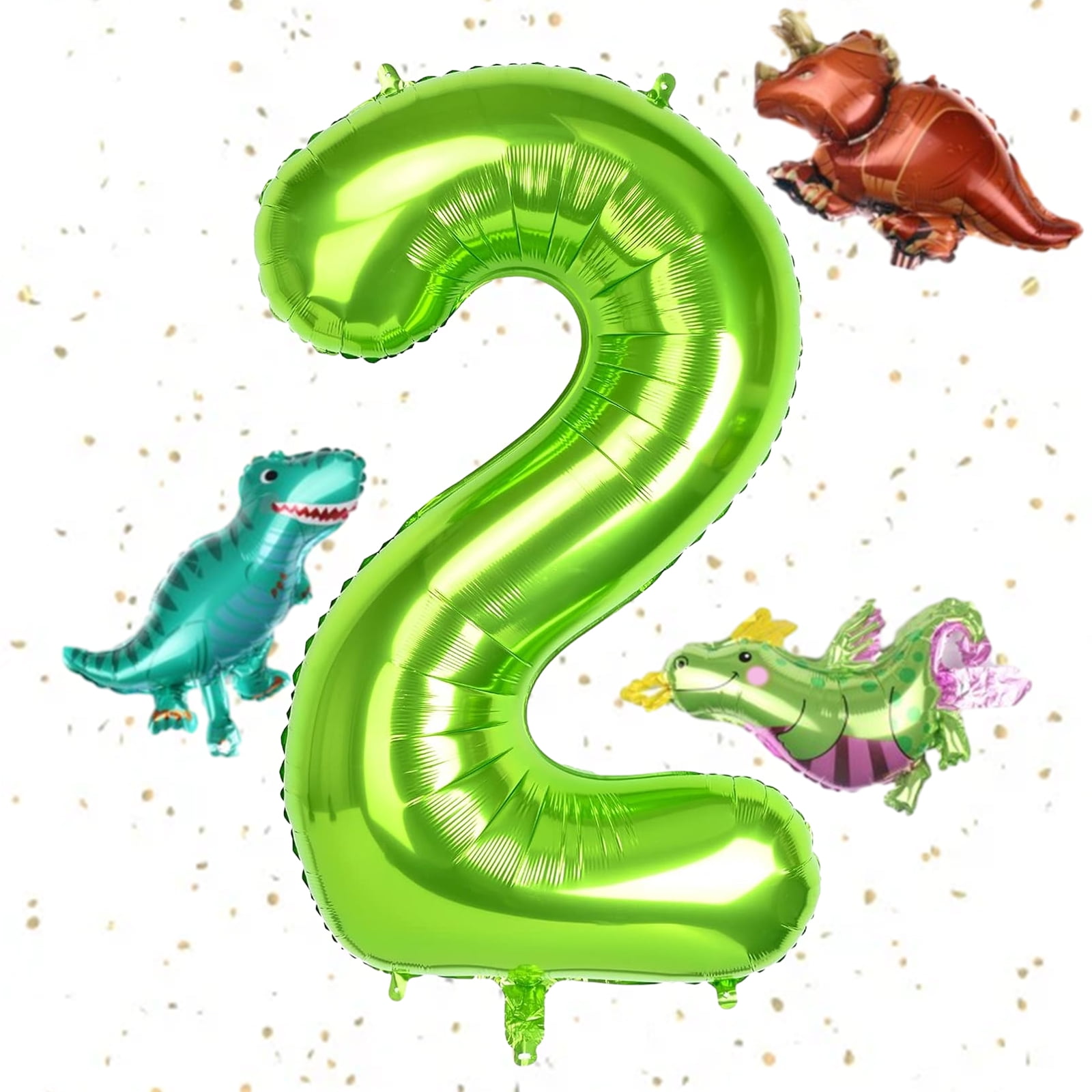 40 Inch Green Number Balloon, Green Number 2 And 3 Pcs Dinosaur ...