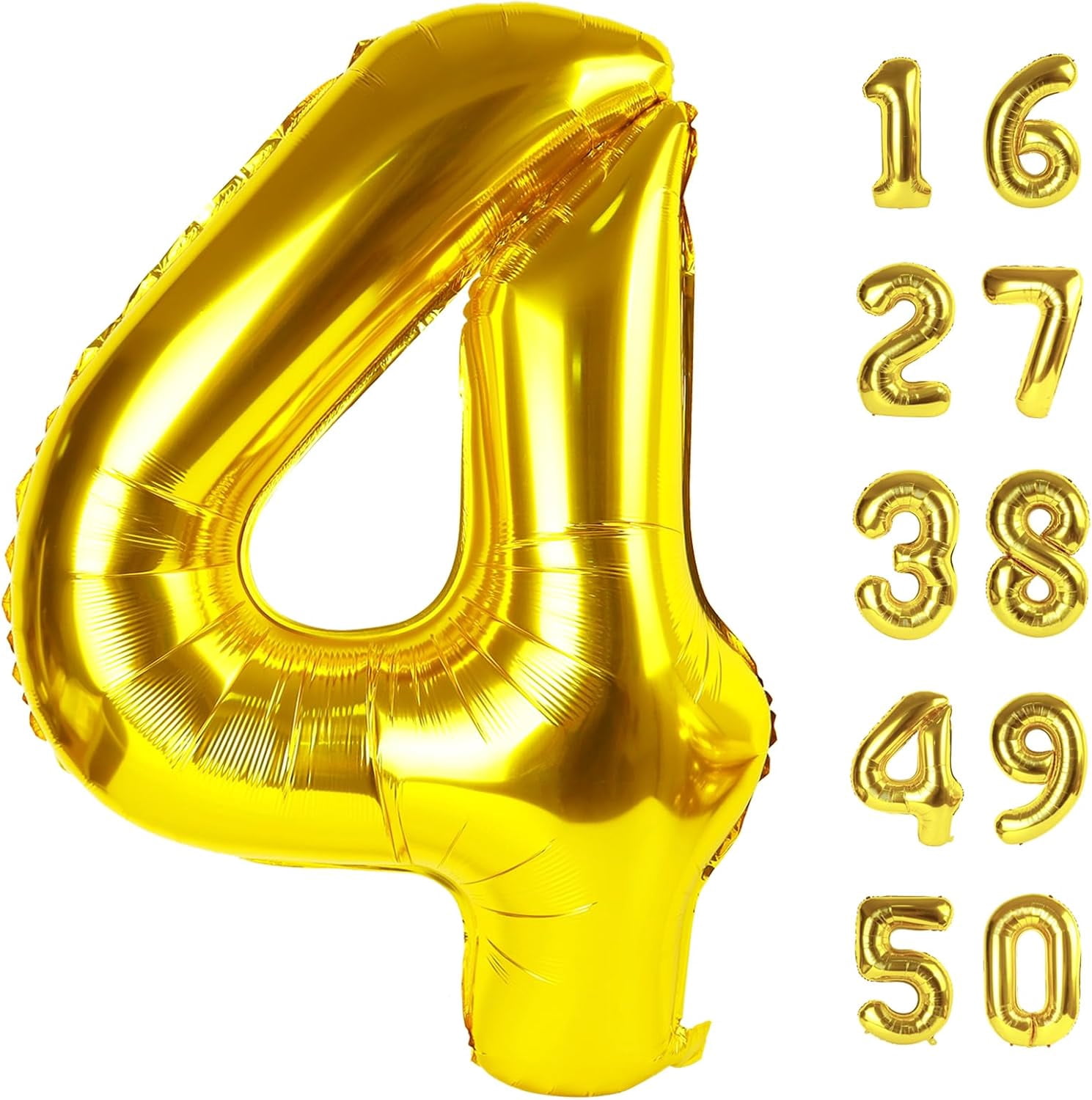 40 Inch Large 4 Balloon Numbers Gold Big Foil Number Balloons Giant ...