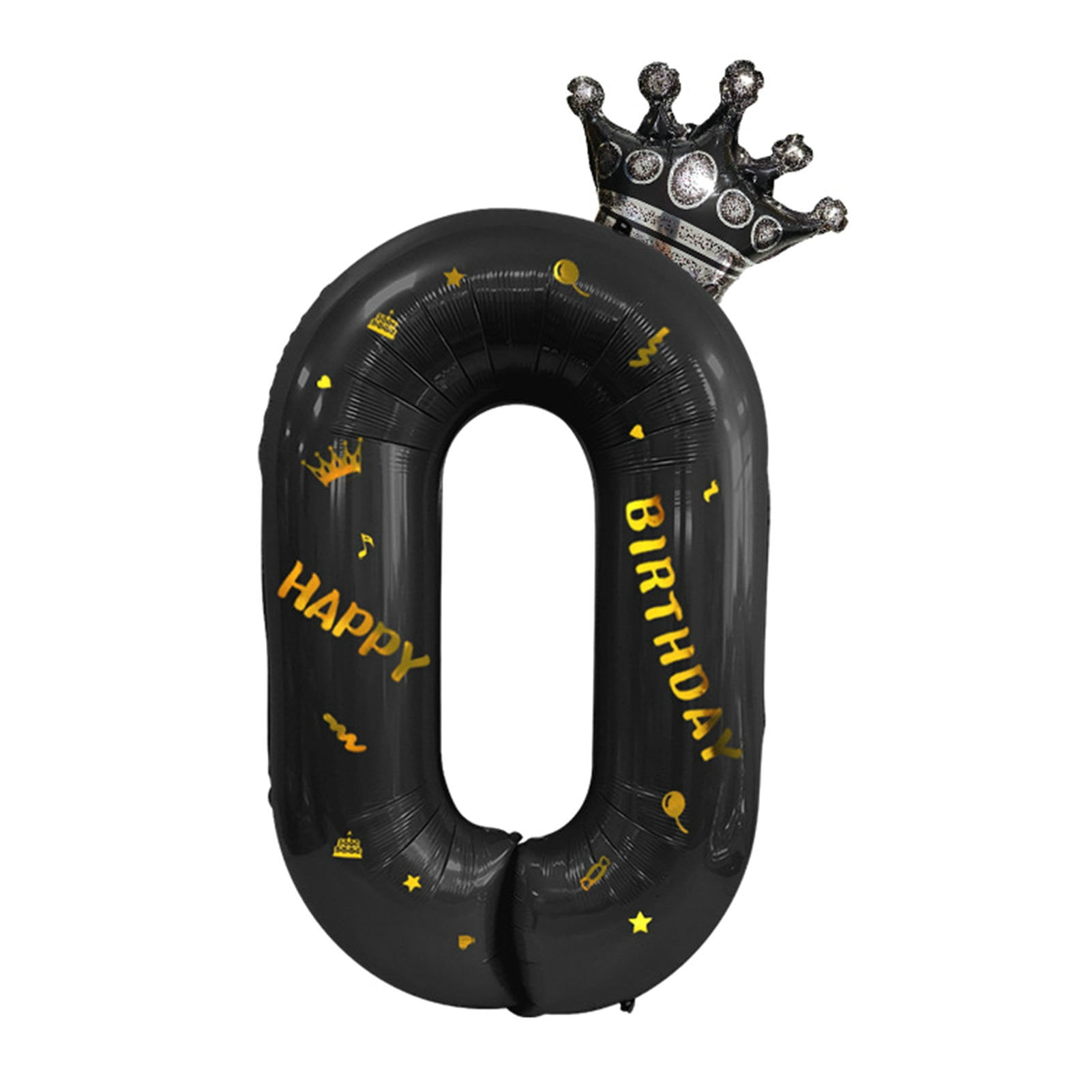 40 Inch Large Black Crown Number Balloons with Inflatable Straw Baby ...