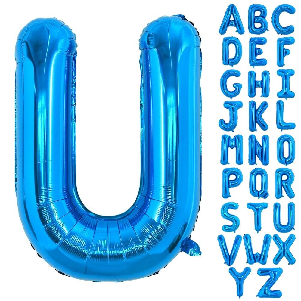 40 Inch Large Blue Letter U Balloon - Giant Alphabet Foil Mylar for ...