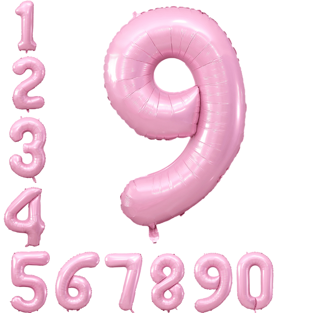 40 Inch Large Pastel Pink Helium Foil Number Balloons 0-9 Birthday ...