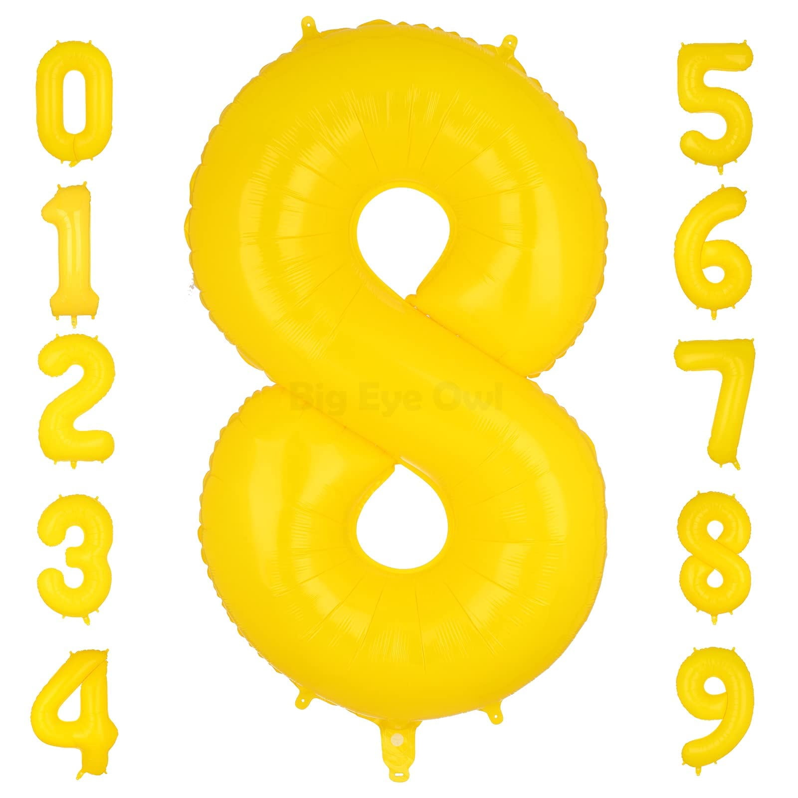 40 Inch Large Yellow DHF10 Number 8 Foil Balloons Helium Big Mylar 8th ...