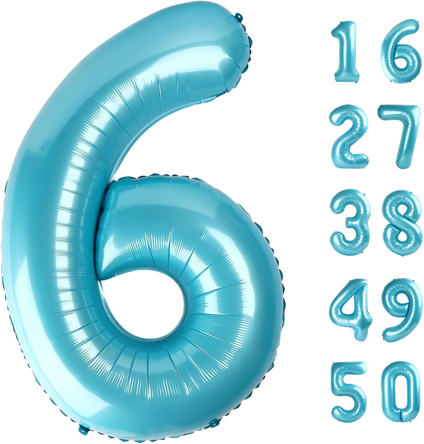 40 Inch Light Blue Foil Number 6 Foil Balloon 6th 16th 60th 66th ...