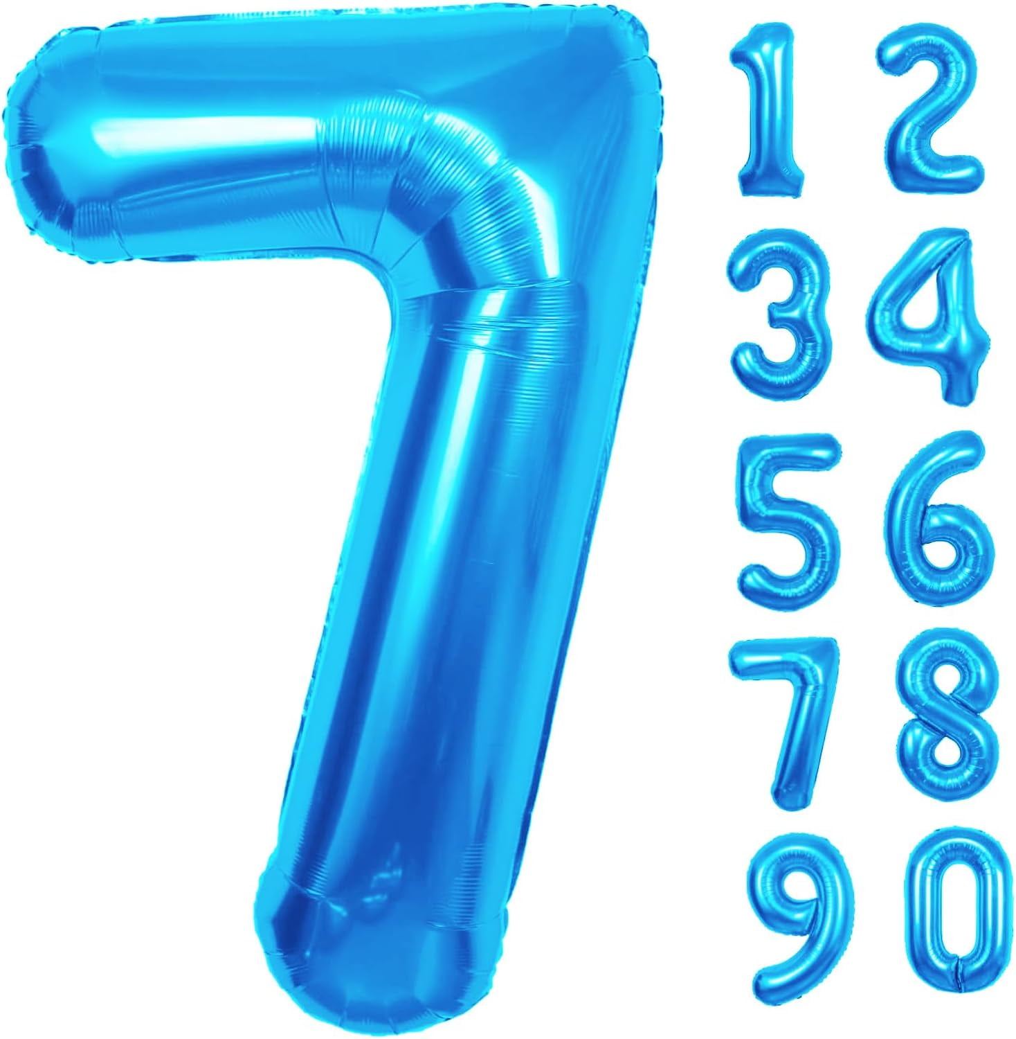 40 Inch Light Blue Number 7 Balloon - Giant Foil Balloon for Birthdays ...