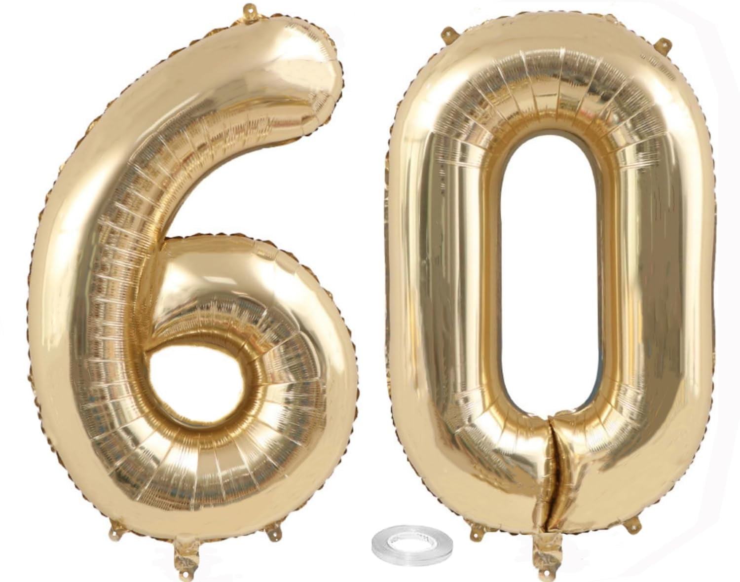 40 Inch Light Gold Large 60 Number Balloons Big Number 60 Balloon Mylar ...