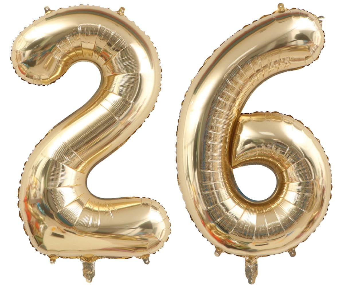 40 Inch Light Gold ZS23 26 Number Balloons Gold Giant 62 Foil Mylar ...