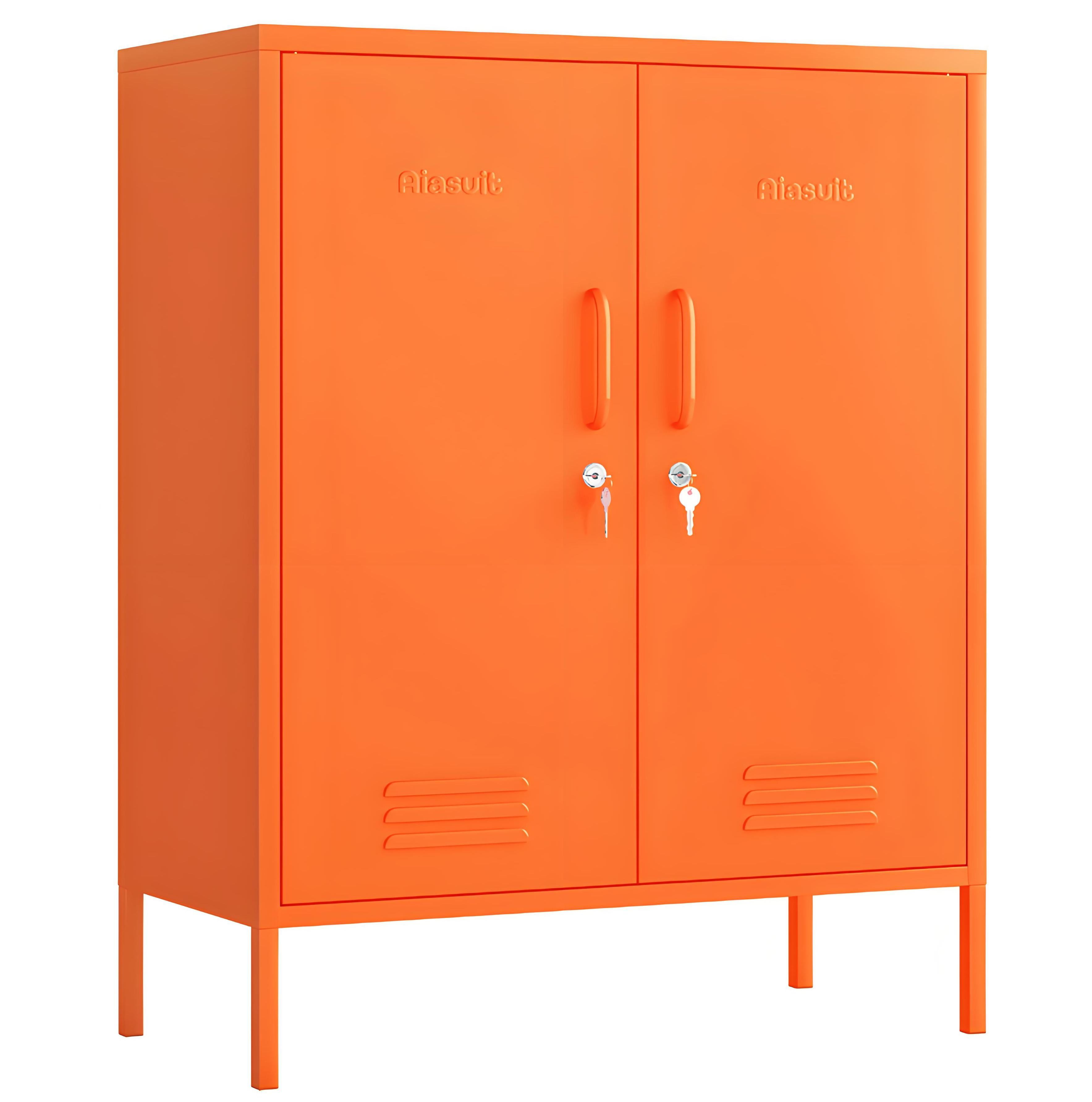 40 Inch Metal Storage Cabinet Adjustable Shelves 2 Door Lockable ...