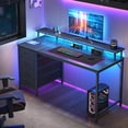 40 Inch Modern Black Writing Desk with 4 Removable Drawers, Built-in ...