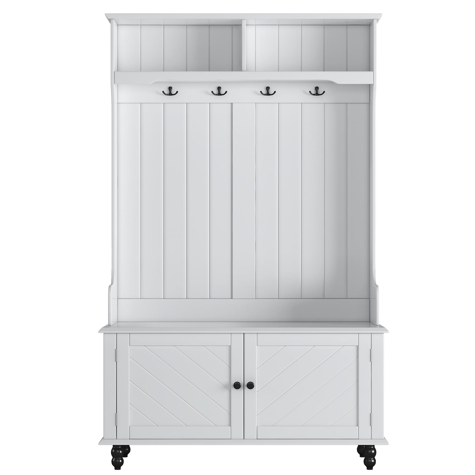 40 Inch Modern Hall Tree With 4 Hooks Wood Entryway Coat Hanger Storage ...