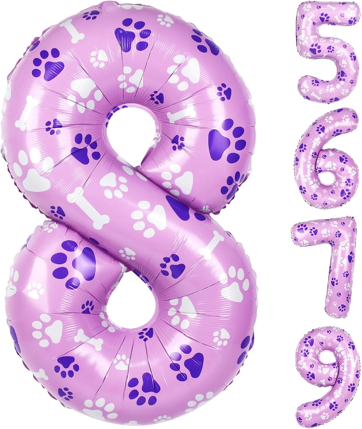 40 Inch Multi-color Dog Paw Birthday Balloons, Numeral 1 Birthday ...