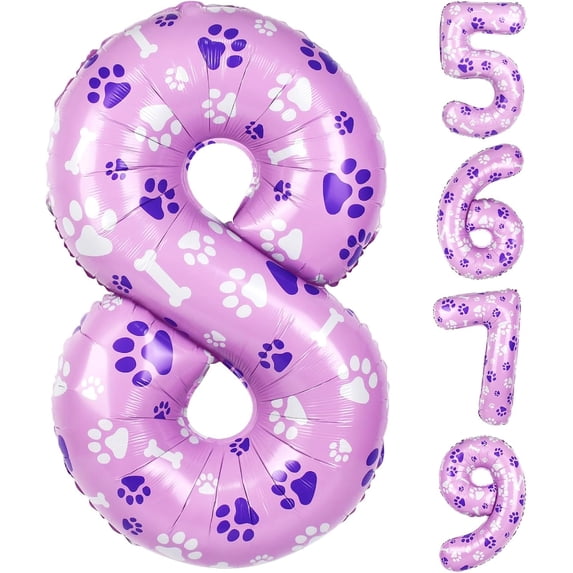 40 Inch Multi-color Dog Paw Birthday Balloons, Numeral 1 Birthday ...