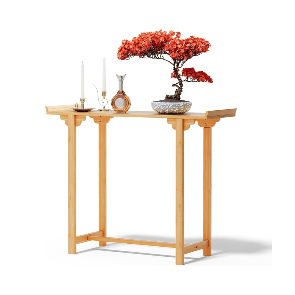 40-Inch Narrow Console Table, Modern Bamboo Gold Rectangle Entrance ...