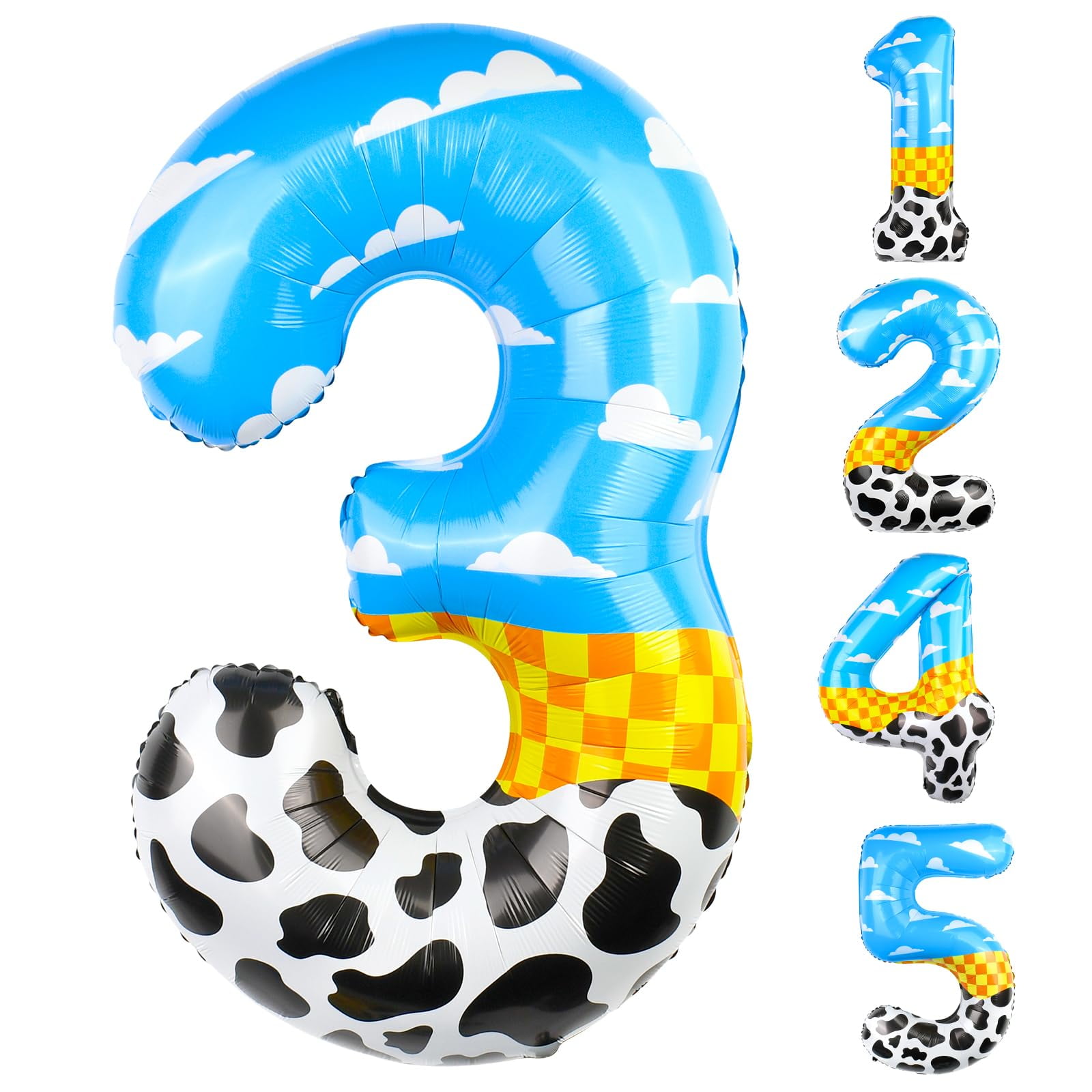 40 Inch Number 3 Balloon Blue Clouds Cartoon Story Balloons Toy ...