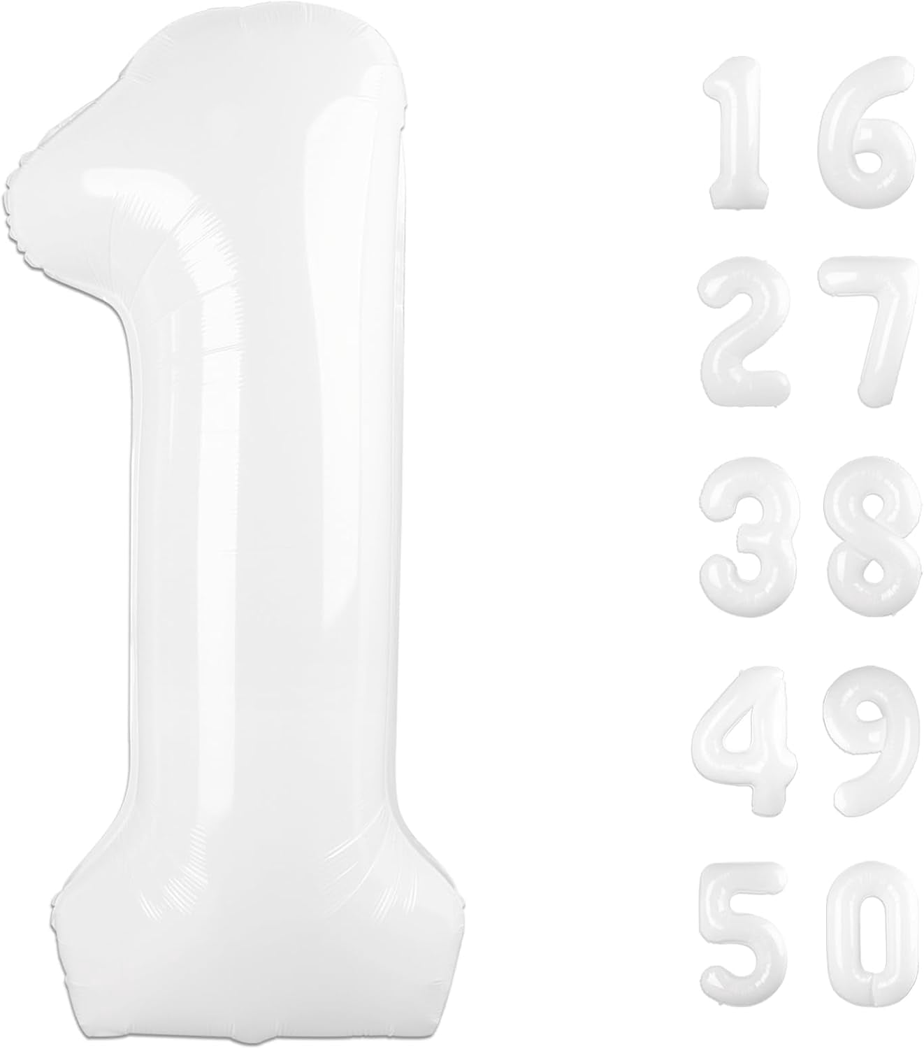 40 Inch Number Balloon White 1 Balloon Party Decorations 1 10 11 15 16 ...