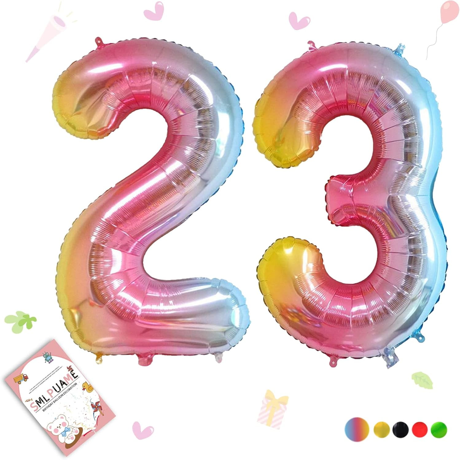 40 Inch Number Balloons 0-9 Rainbow Gradient Large Number 23 Balloons ...