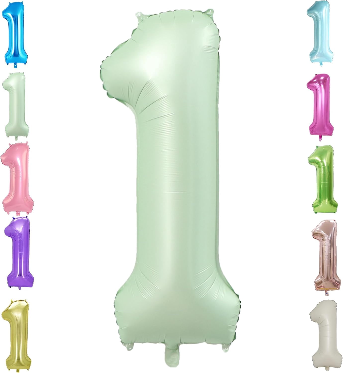 40 Inch Number Balloons for 1st 11 21 birthday Olive Green Digit 1 ...