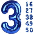 40 Inch Number Blue 3 Balloon,Large Dark Blue Foil Number Balloons 3rd ...