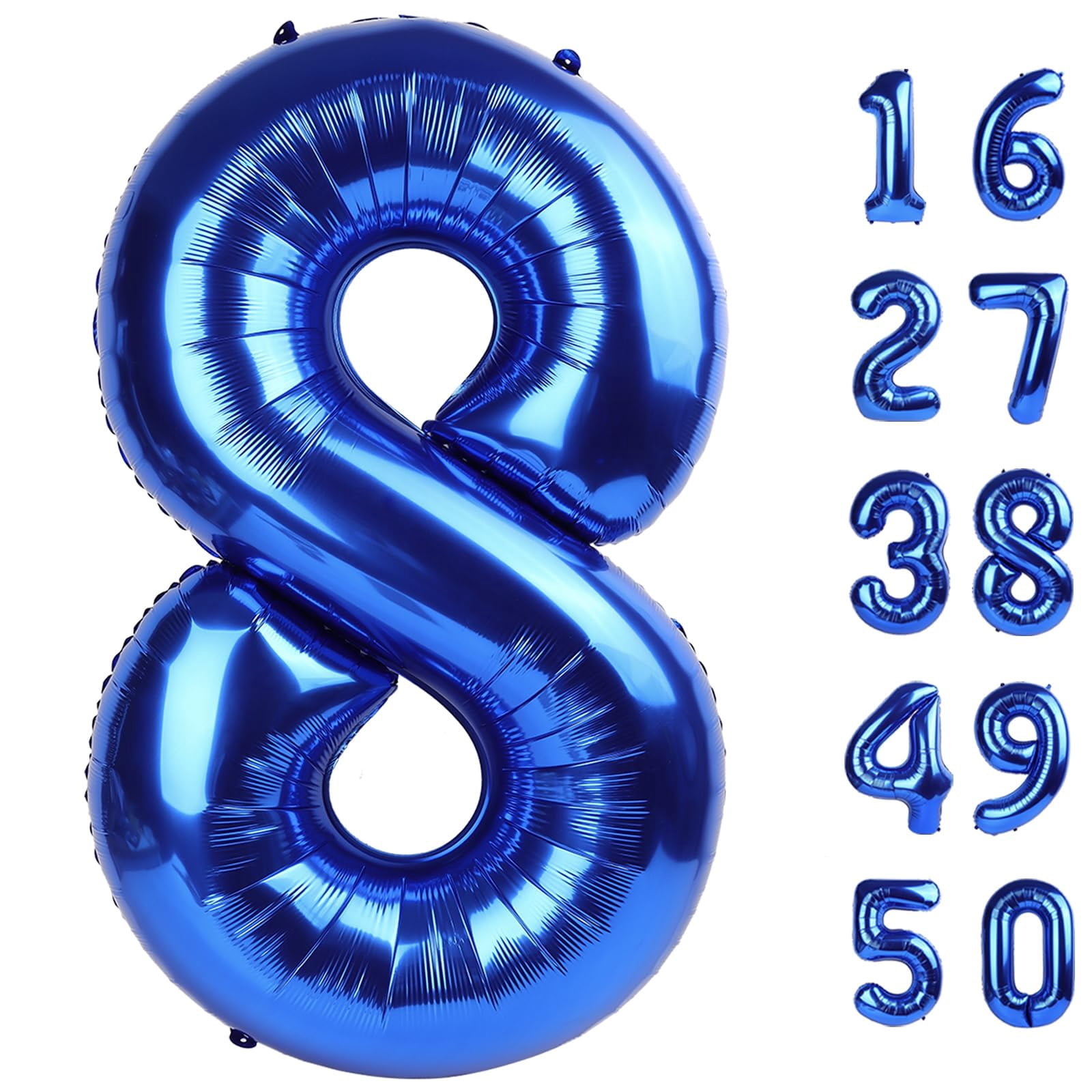 40 Inch NumberEGSC 8 Balloon Jumbo Dark Blue Digit Foil Balloon for 18 ...